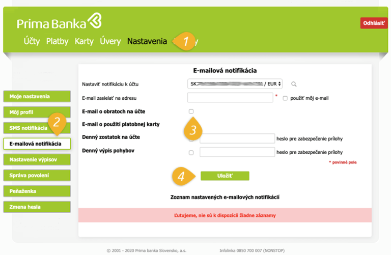 Automatické párovanie úhrad - ako si nastavím email v Internet Bankingu ...